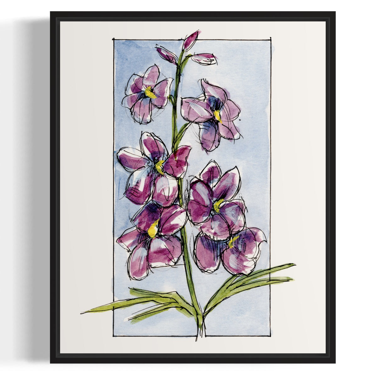 Derek Hess | Limited Edition | Flowers | Larkspur July Print
